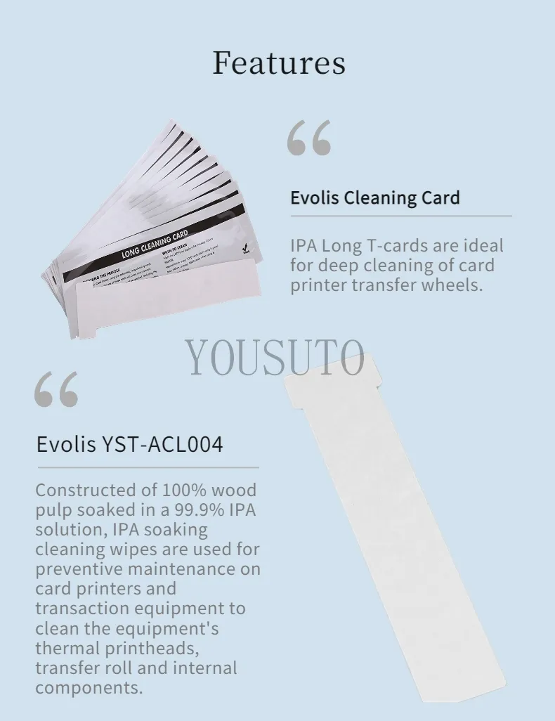 Evolis ACL004 T-Card Cleaning Kit - Long T Cleaning Card